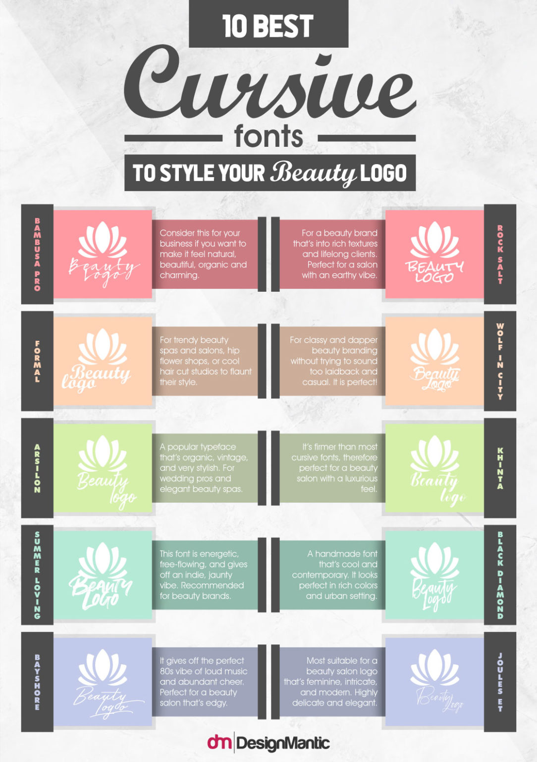 Cursive Fonts For Beauty Logo | DesignMantic: The Design Shop